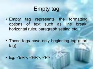 Computer language - HTML tags | PPT