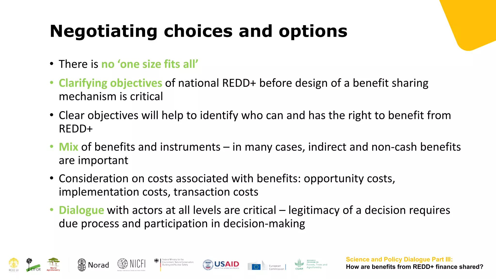 Incentives and Benefit Sharing for climate change mitigation | PDF
