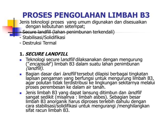 34.Pengolahan Limbah Bahan Beracun dan Berbahaya (B3).ppt | Free Download