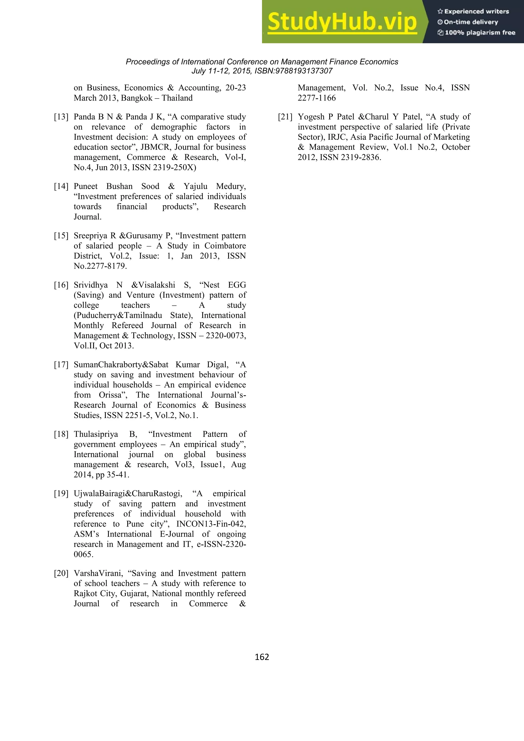 34. A Study Of The Invesement Pattern Of Bank Employees | PDF