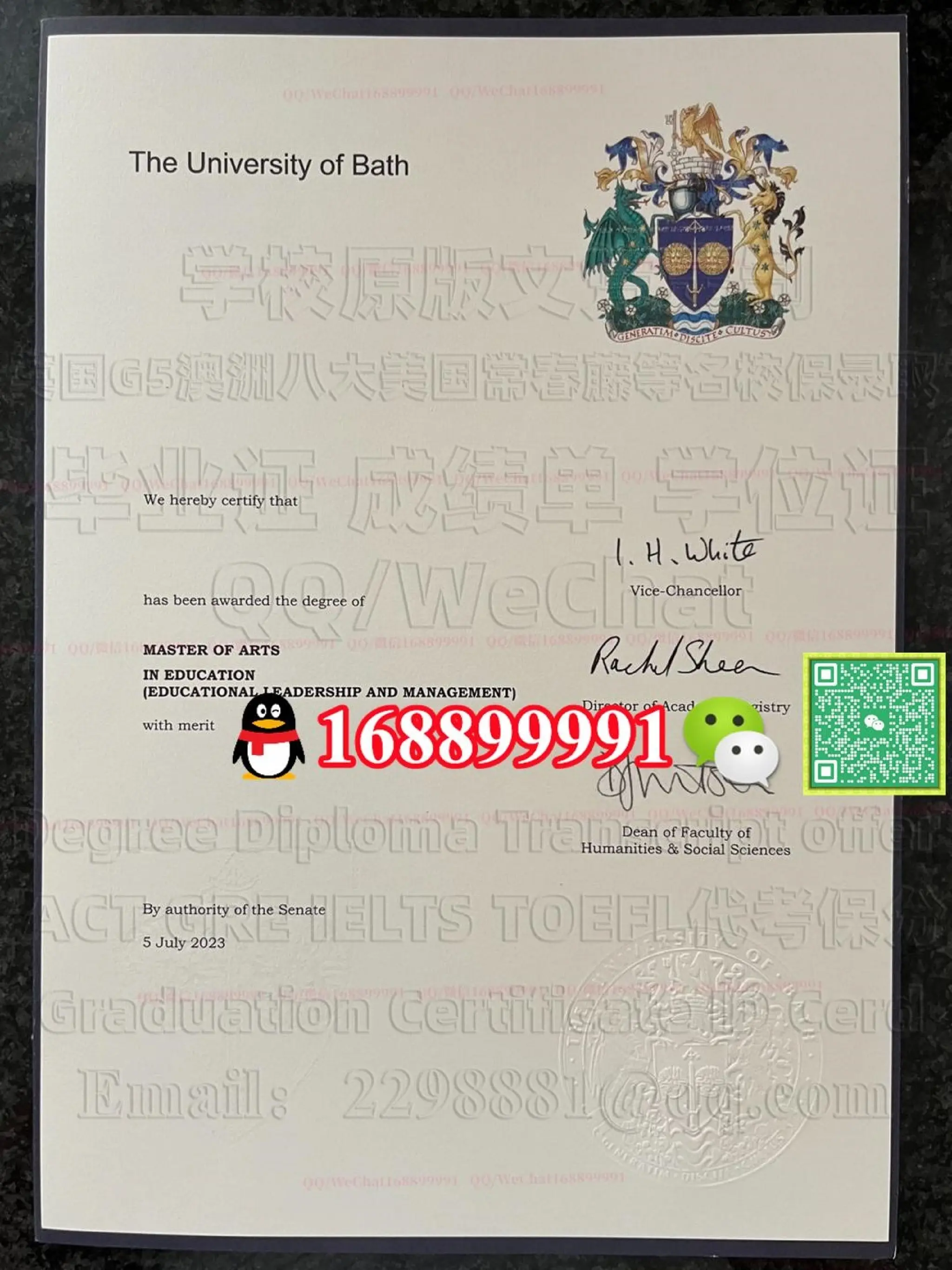 University of Bath degree offer diploma Transcript | PDF