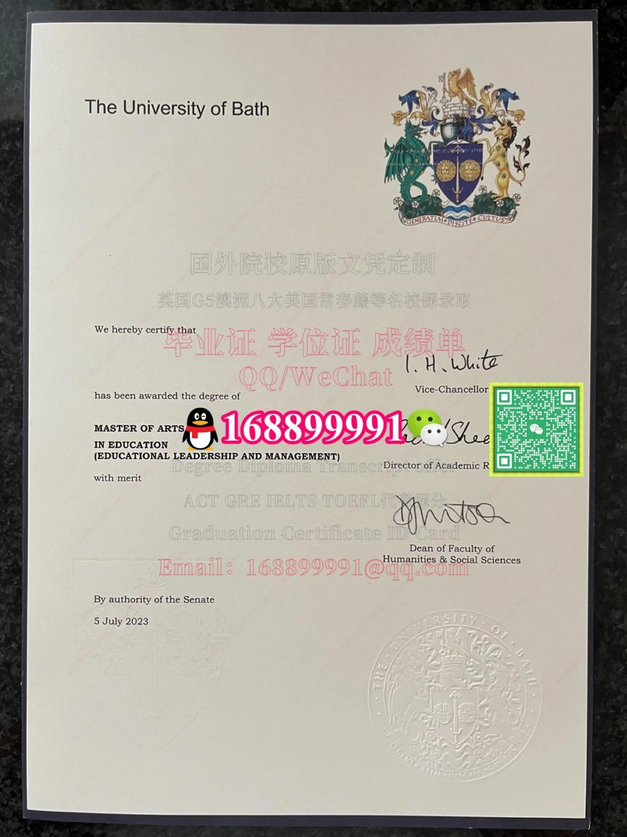 University of Bath degree offer diploma Transcript | PDF