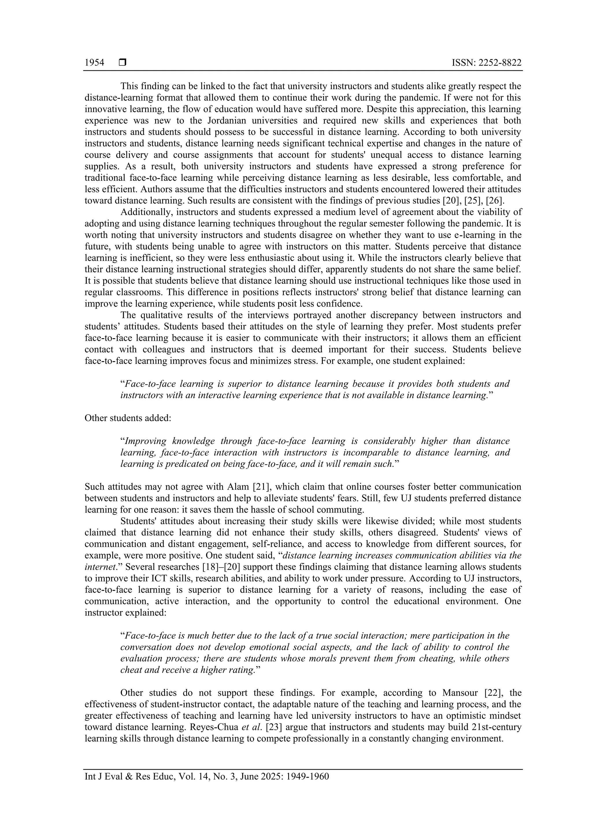 Higher education instructors’ and students’ attitudes toward distance ...