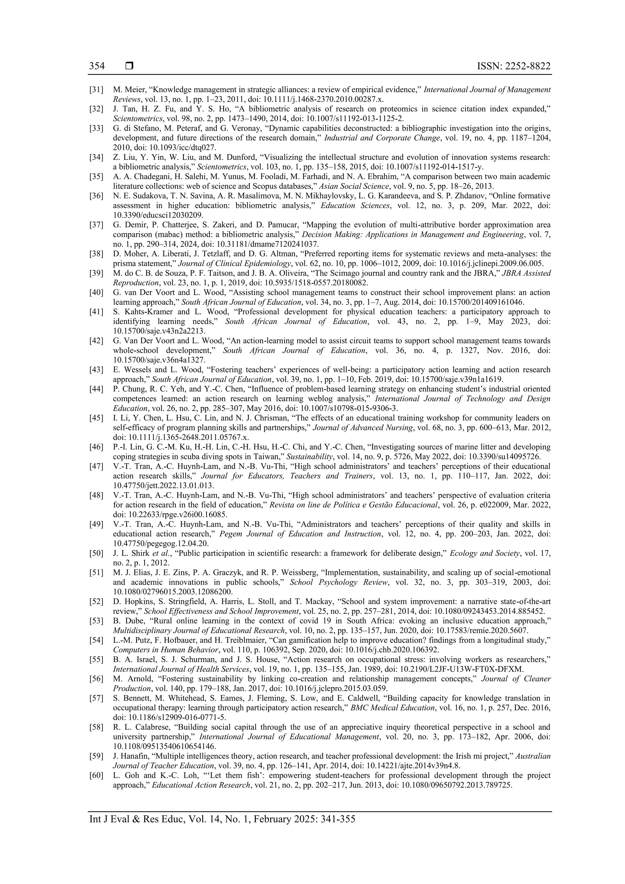 Management of action research in school: a bibliometric analysis | PDF