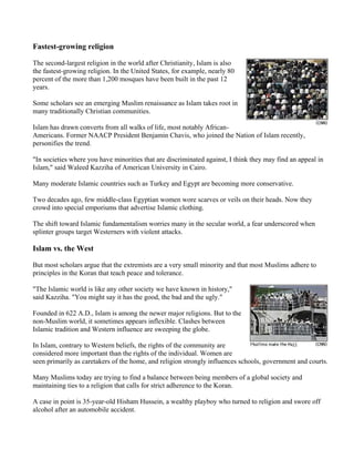 Islam is the fastest growing religion in the world | PDF