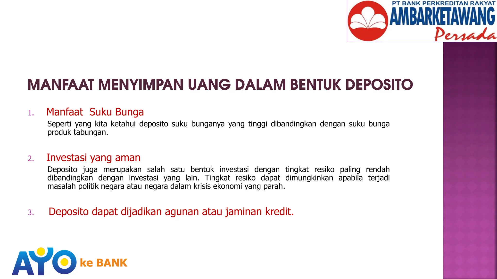 LITERASI KEUANGAN AYO MENABUNG KE BANK | PDF