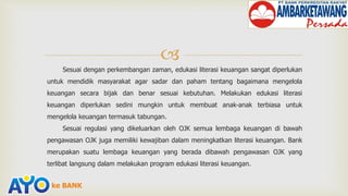 LITERASI KEUANGAN AYO MENABUNG KE BANK | PDF