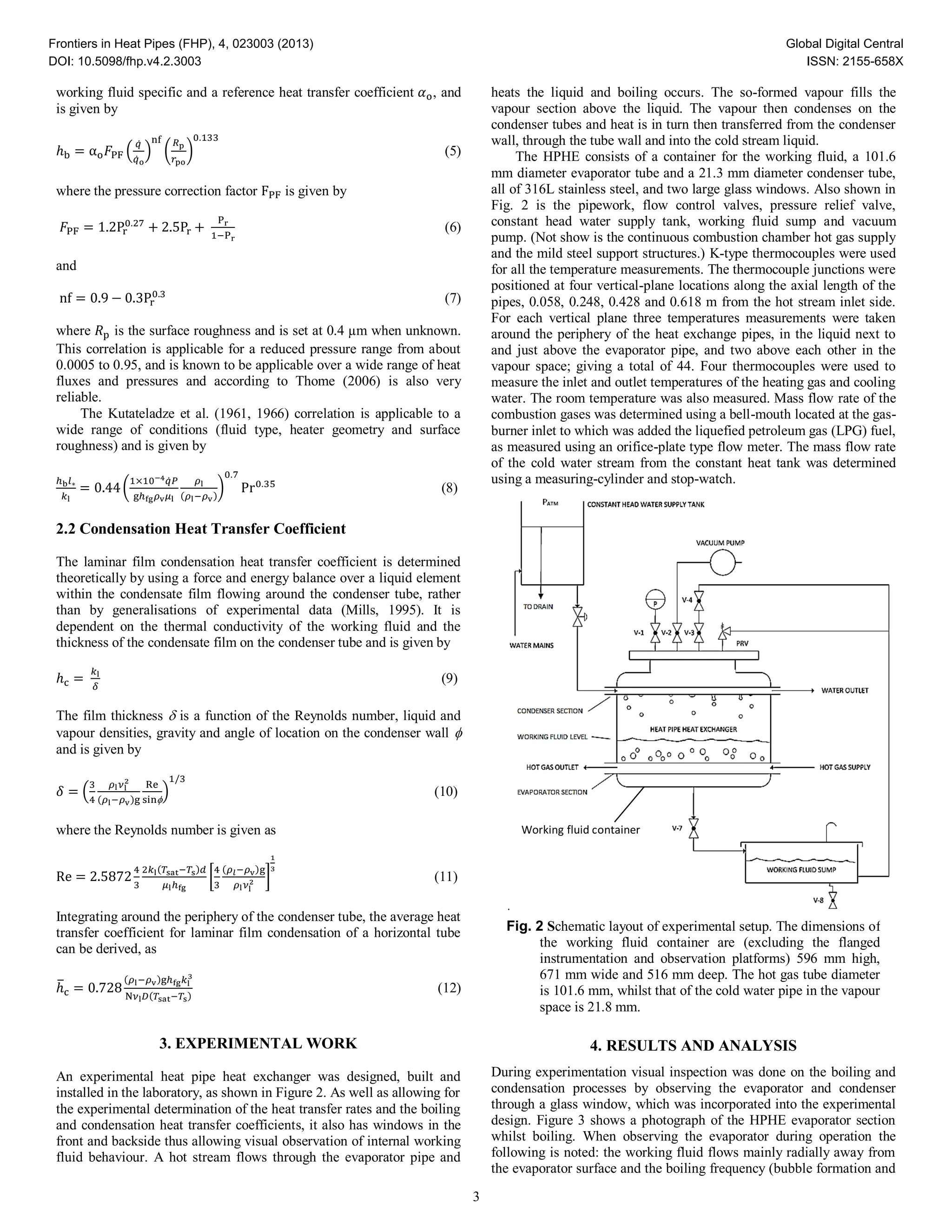 BOILING AND CONDENSATION HEAT TRANSFER COEFFICIENTS FOR A HEAT PIPE HEAT EXCHANGER | PDF