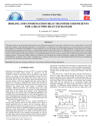 BOILING AND CONDENSATION HEAT TRANSFER COEFFICIENTS FOR A HEAT PIPE HEAT EXCHANGER | PDF