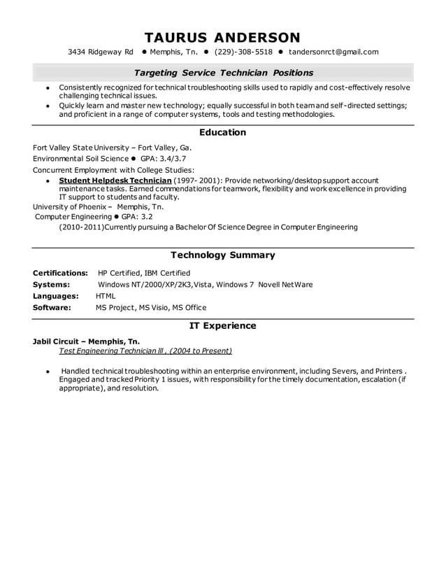 Taurus Anderson Resume | PDF