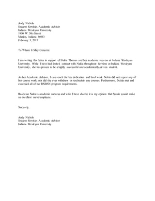 Lettter of recommendation 2 | DOCX | Business | Business and Finance