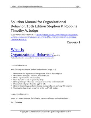 Solution Manual for Organizational Behavior, 15th Edition Stephen P ...