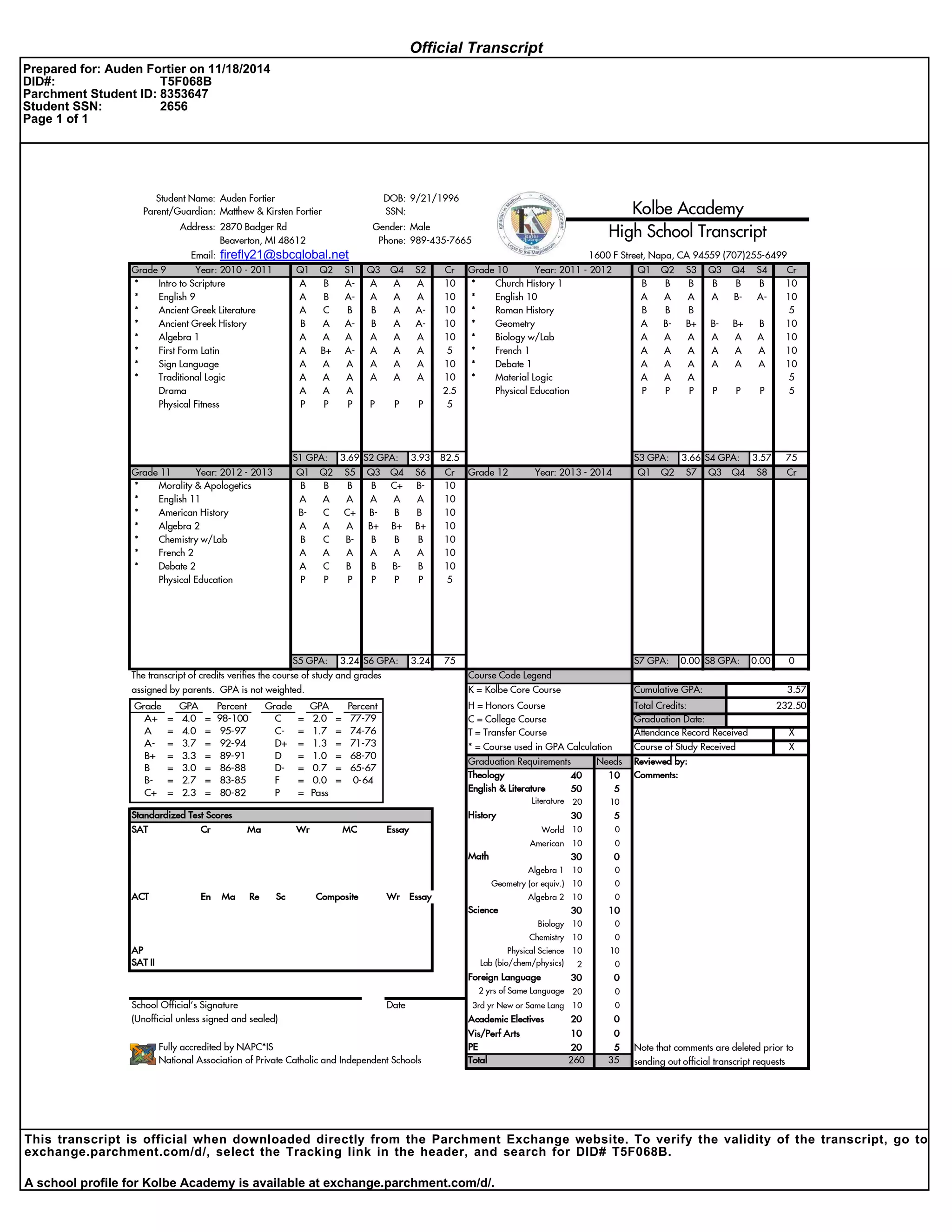 High School transcript | PDF
