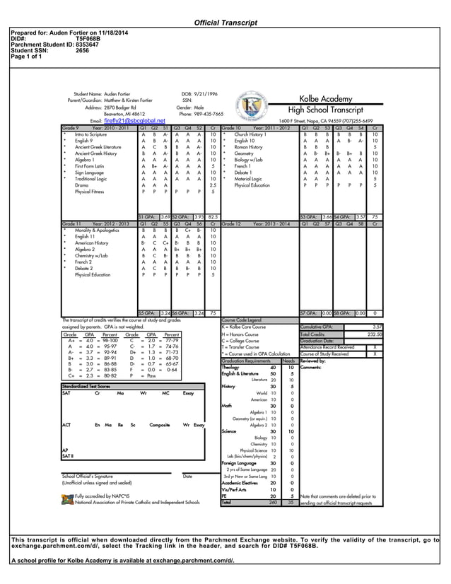High School transcript | PDF | Educational Assessment | Education