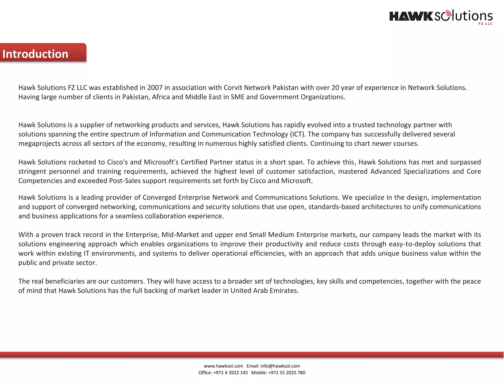 Hawk Solutions Company Profile | PDF