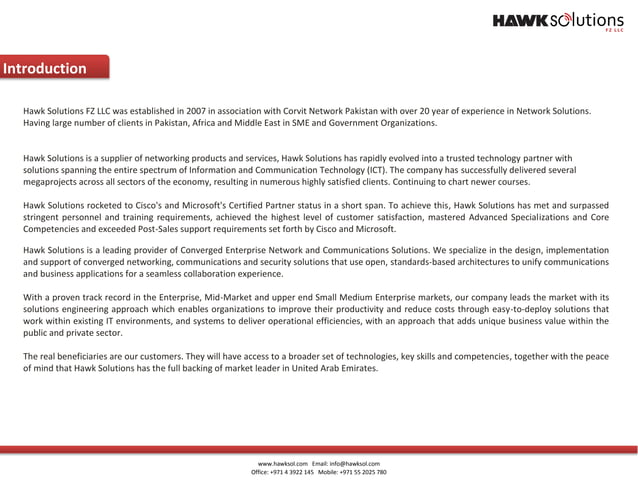 Hawk Solutions Company Profile | PDF