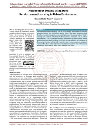 Autonomous Driving using Deep Reinforcement Learning in Urban ...