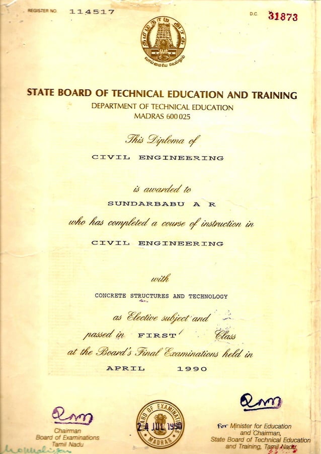 Diploma in civil Engg with Attestation | PDF