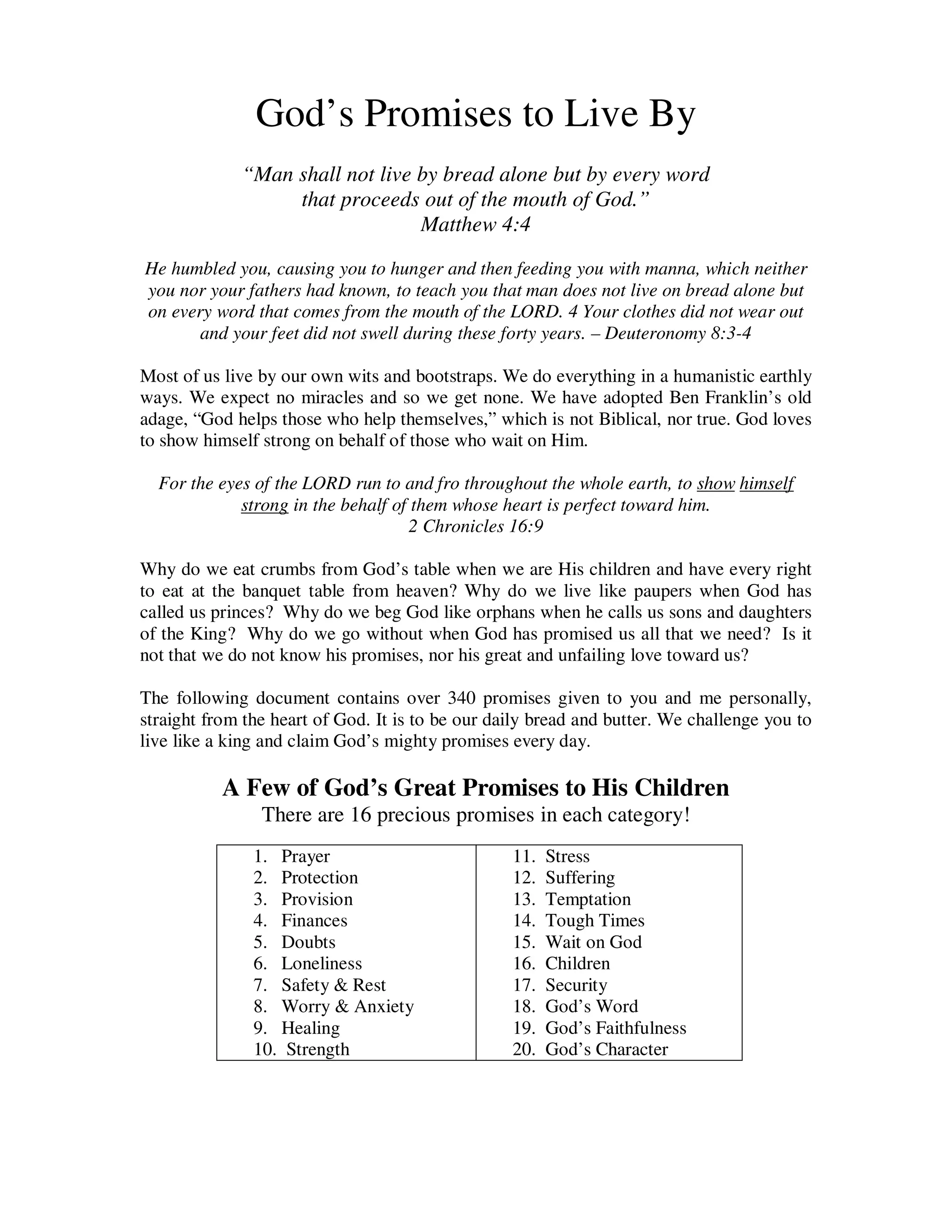 340 personal promises of god to his children | PDF