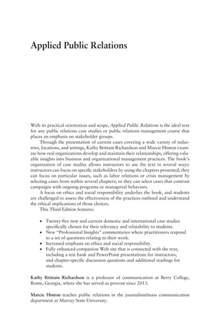 Applied Public Relations Cases In Stakeholder Management 3rd Edition ...