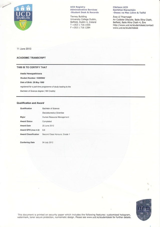 Degree Transcript | PDF