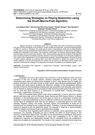 Determining Strategies on Playing Badminton using the Knuth-Morris ...