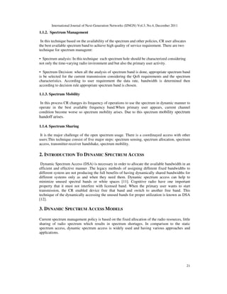 A SURVEY ON DYNAMIC SPECTRUM ACCESS TECHNIQUES FOR COGNITIVE RADIO | PDF