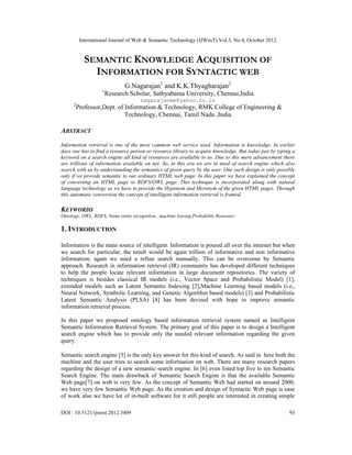 Semantic Knowledge Acquisition of Information for Syntactic web | PDF | Web Design and HTML ...