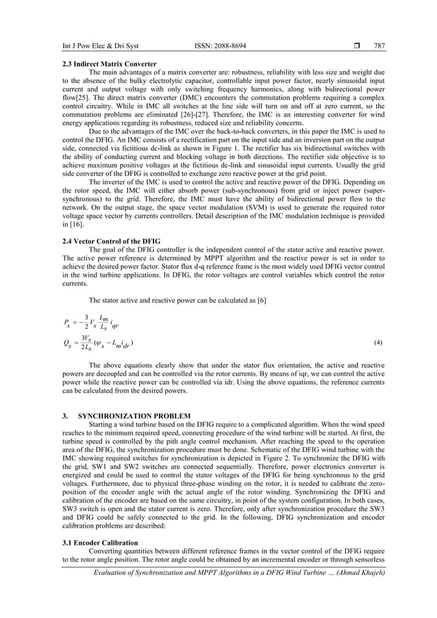 Evaluation Of Synchronization And Mppt Algorithms In A Dfig Wind