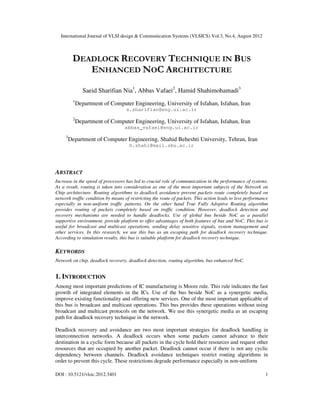 DEADLOCK RECOVERY TECHNIQUE IN BUS ENHANCED NOC ARCHITECTURE | PDF