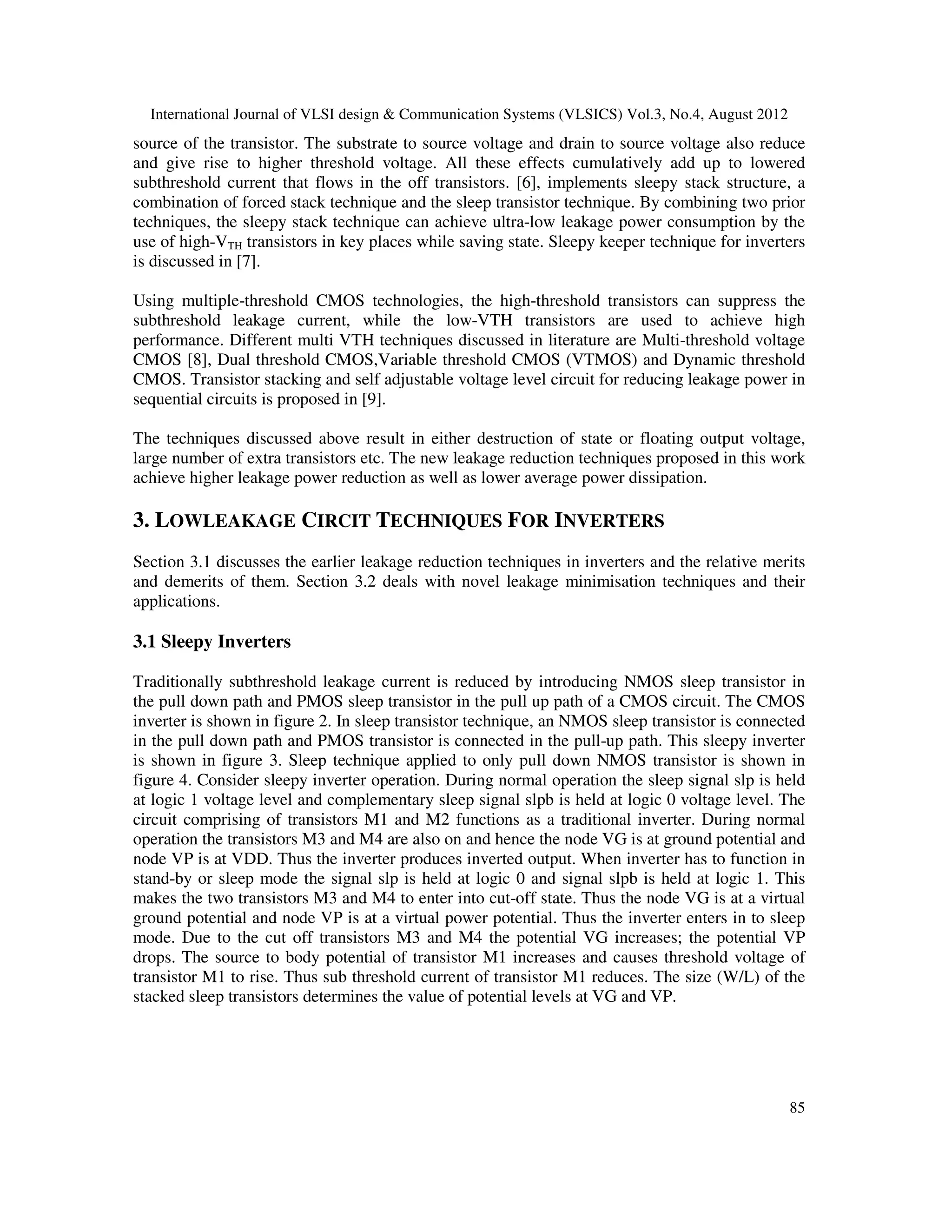 Novel Sleep Transistor Techniques For Low Leakage Power Peripheral Circuits Pdf