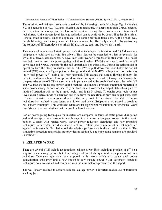 Novel Sleep Transistor Techniques For Low Leakage Power Peripheral Circuits Pdf