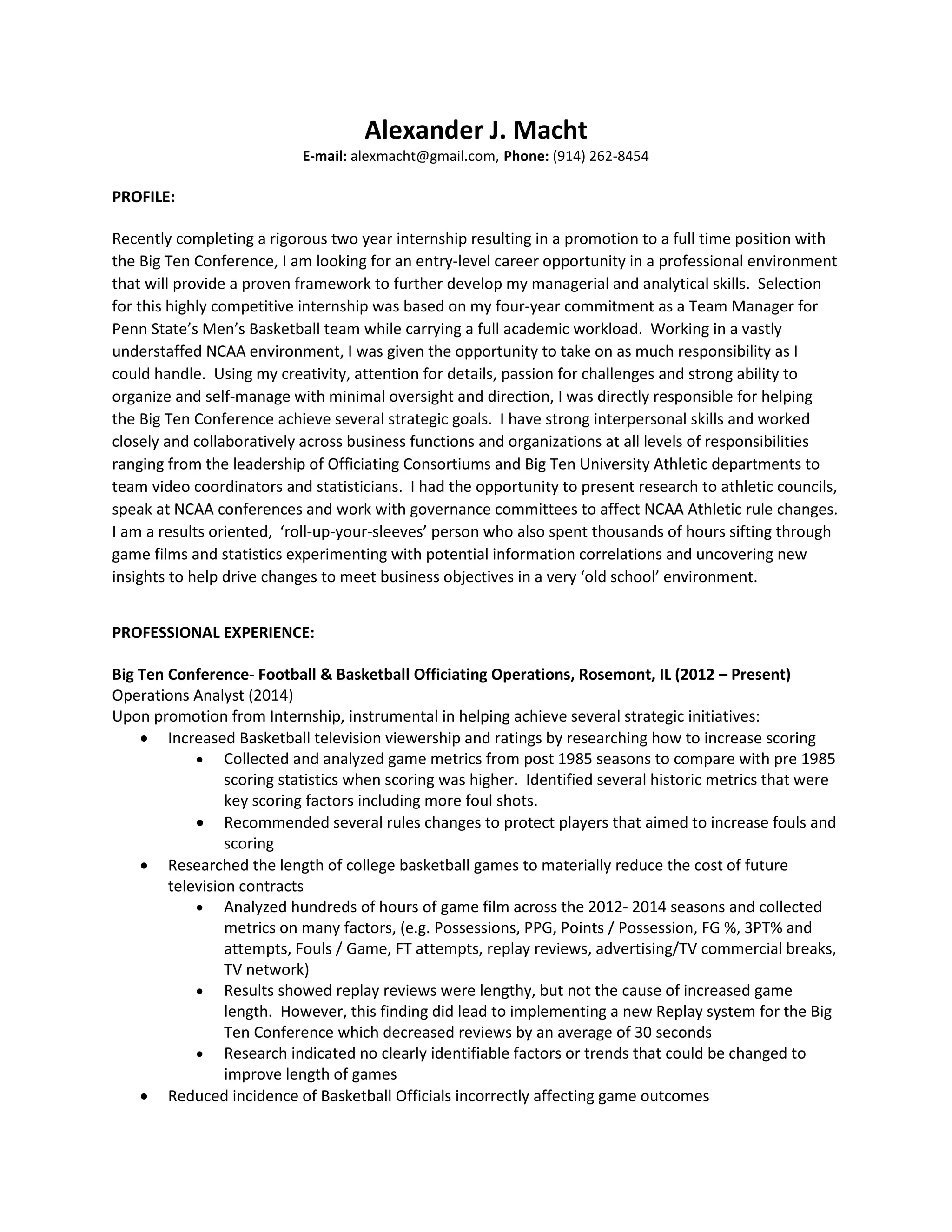 Alex Macht Updated Resume | PDF