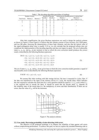 Modifying Hamming code and using the replication method to protect memory against triple soft ...