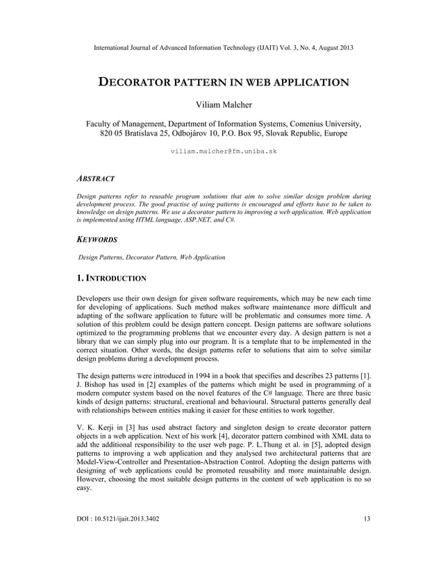 DECORATOR PATTERN IN WEB APPLICATION | PDF | Web Design and HTML | Internet