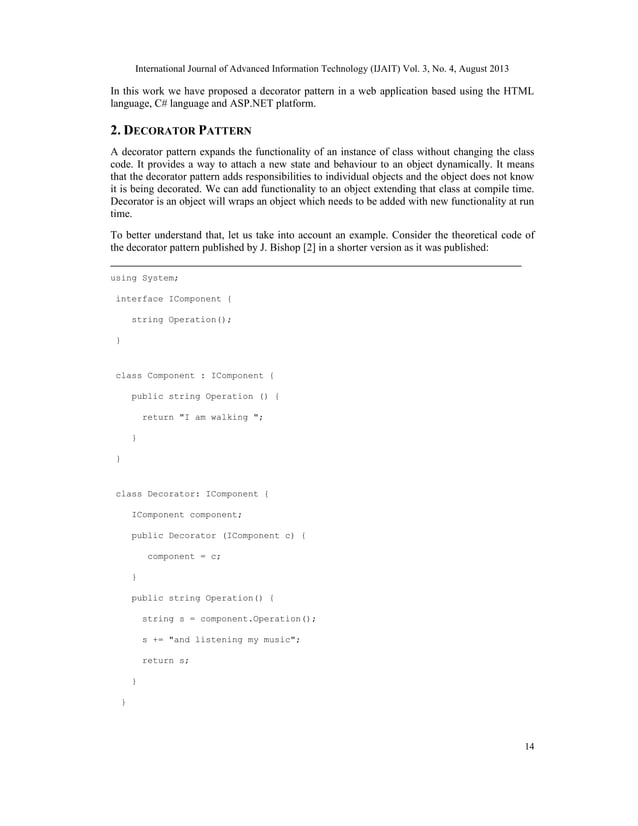 DECORATOR PATTERN IN WEB APPLICATION | PDF | Web Design and HTML | Internet