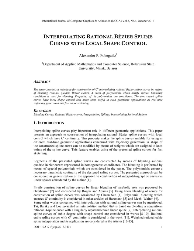 INTERPOLATING RATIONAL BÉZIER SPLINE CURVES WITH LOCAL SHAPE CONTROL | PDF