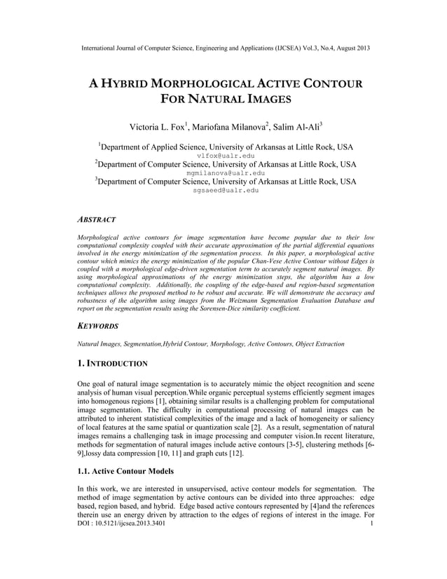 A HYBRID MORPHOLOGICAL ACTIVE CONTOUR FOR NATURAL IMAGES | PPT