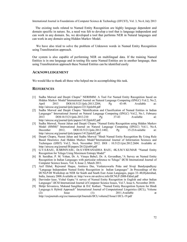 HIDDEN MARKOV MODEL BASED NAMED ENTITY RECOGNITION TOOL | PDF