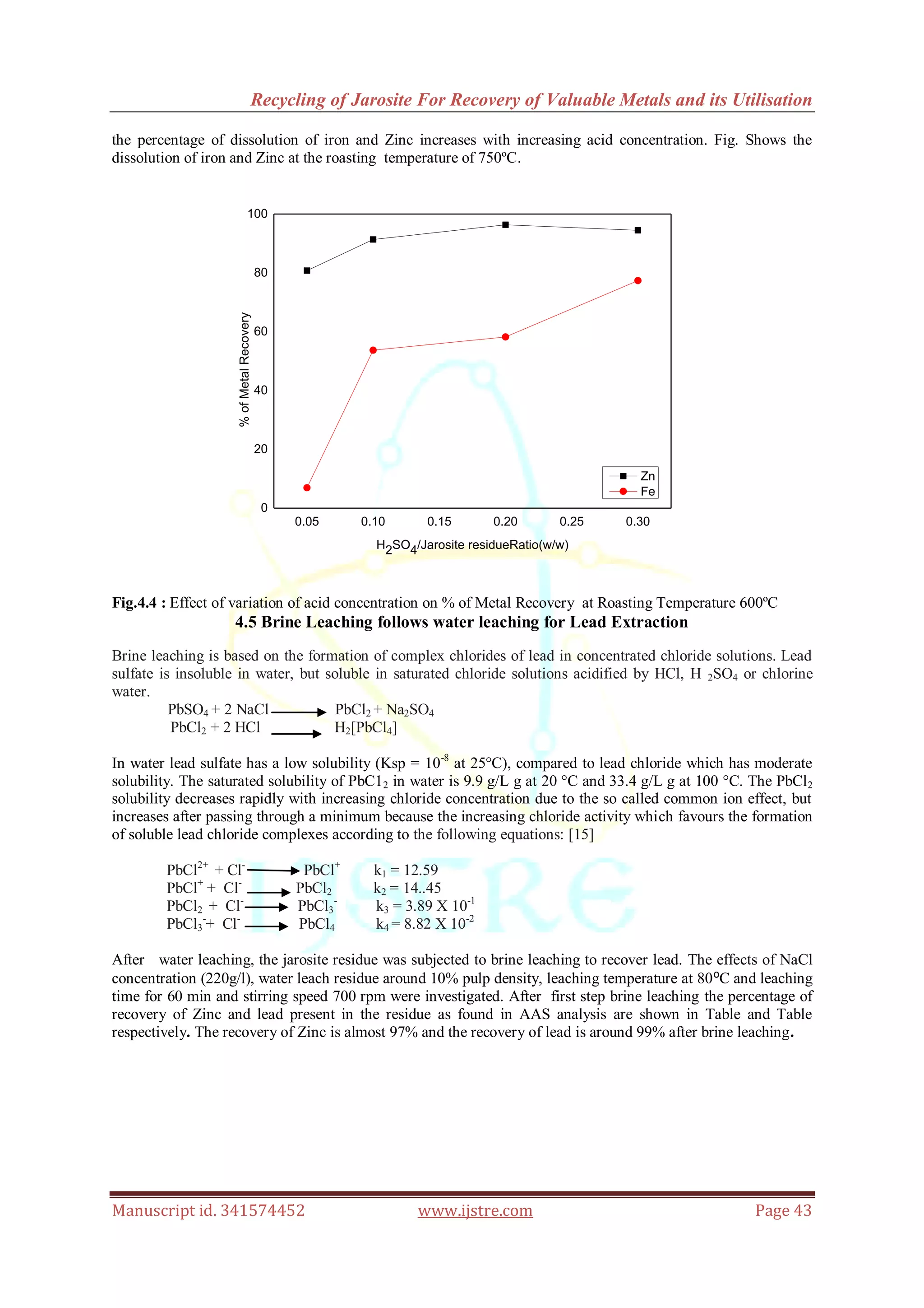 Recycling of Jarosite For Recovery of Valuable Metals and its ...