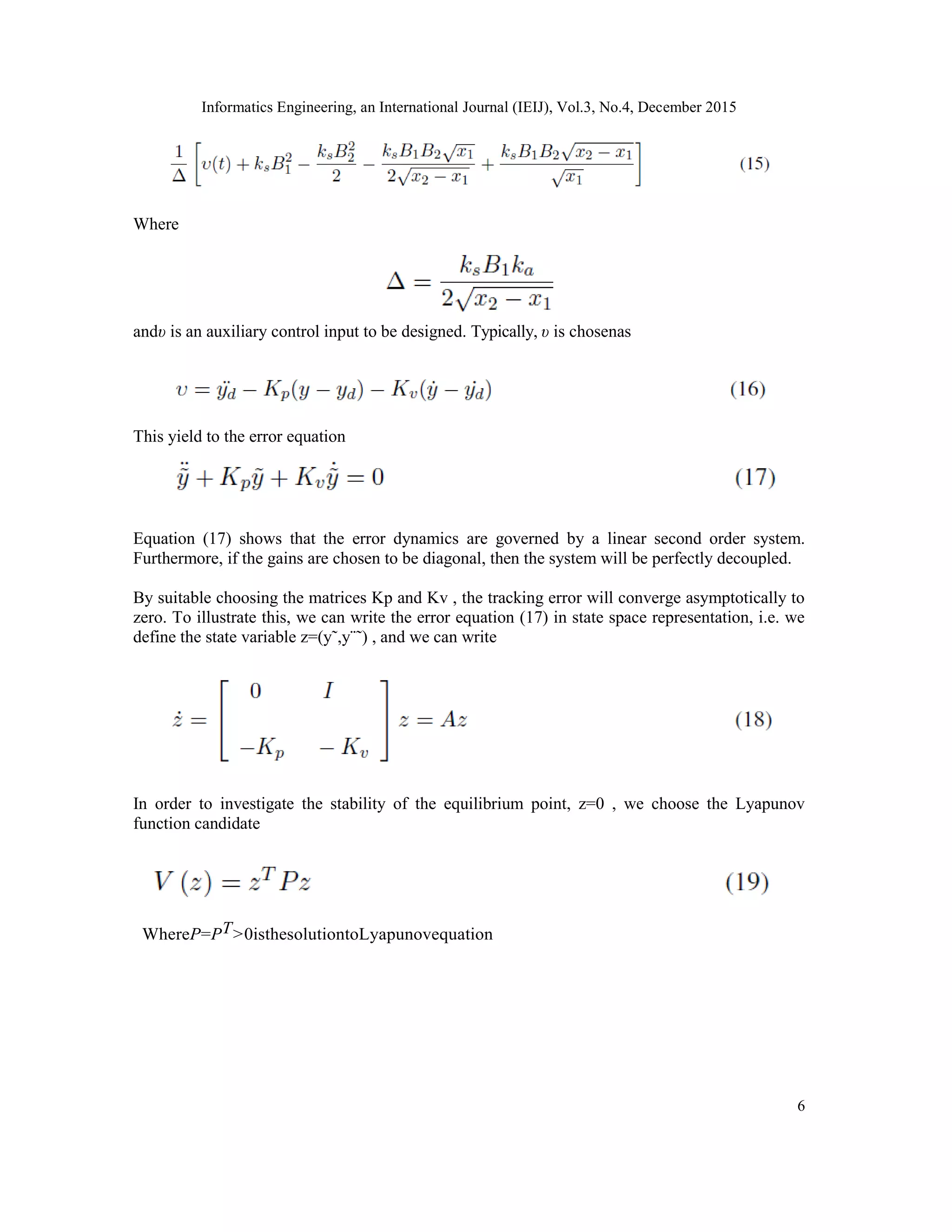 Feedback linearization and Backstepping controllers for Coupled Tanks | PDF