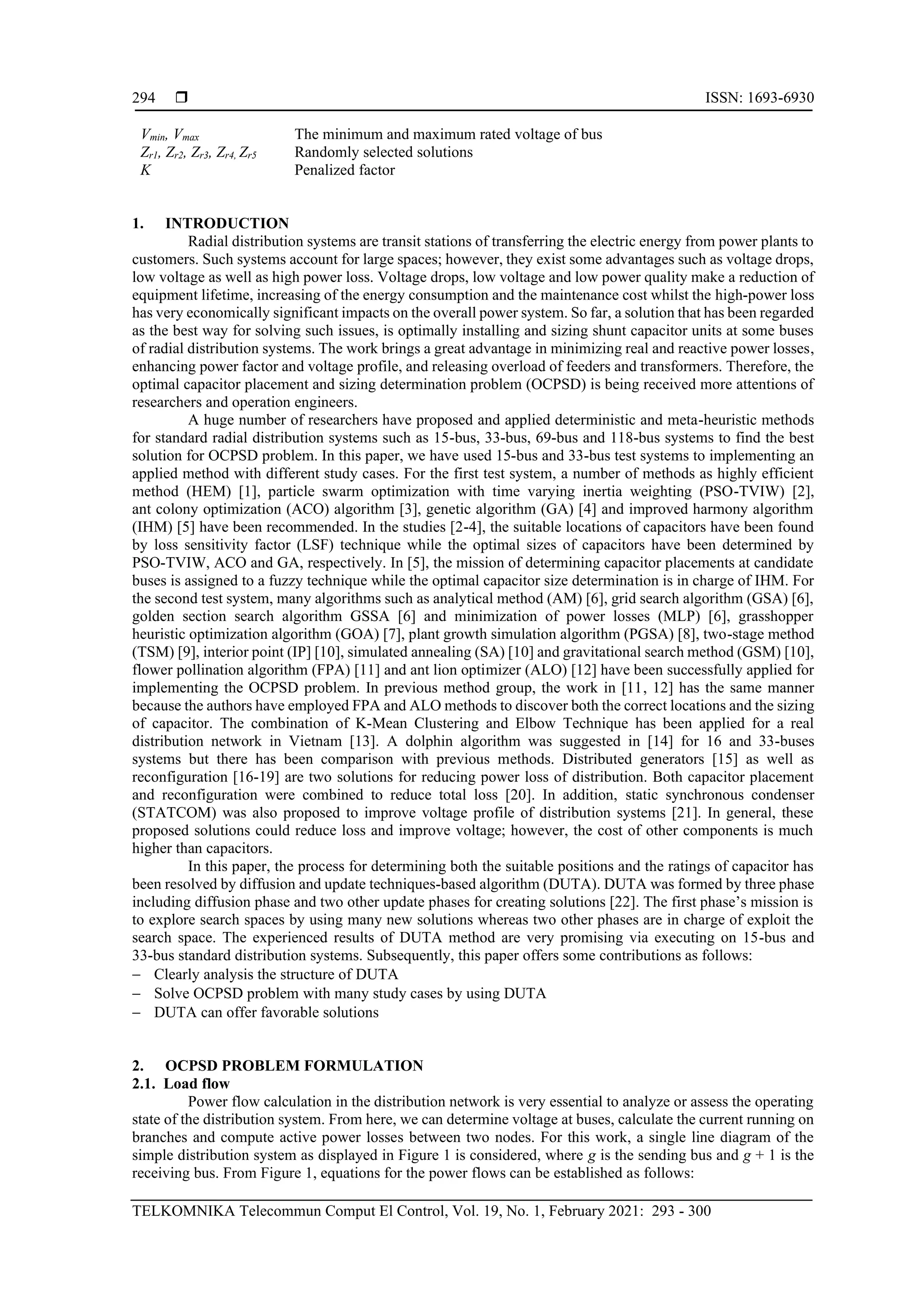 Optimizing Location And Size Of Capacitors For Power Loss Reduction In Radial Distribution