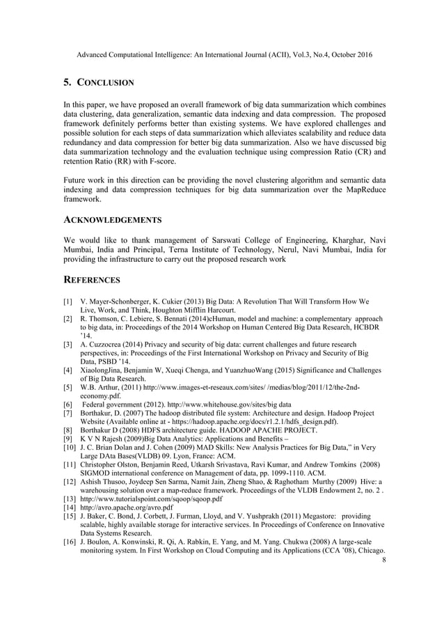 Big Data Summarization Framework Challenges And Possible Solutions Pdf