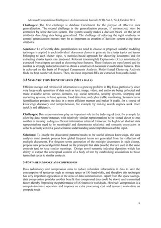 Big Data Summarization : Framework, Challenges and Possible Solutions | PDF