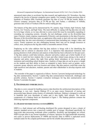 Big Data Summarization : Framework, Challenges and Possible Solutions | PDF