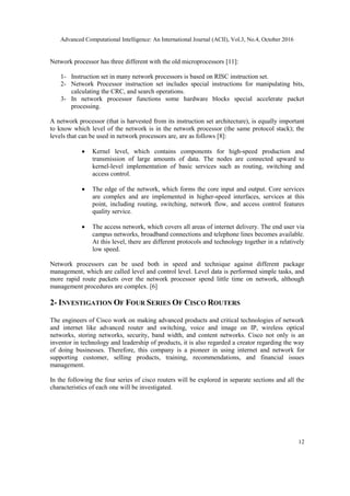 A COMPARISON OF FOUR SERIES OF CISCO NETWORK PROCESSORS | PDF