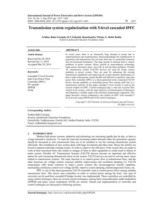 Transmission system regularization with 5-level cascaded IPFC | PDF