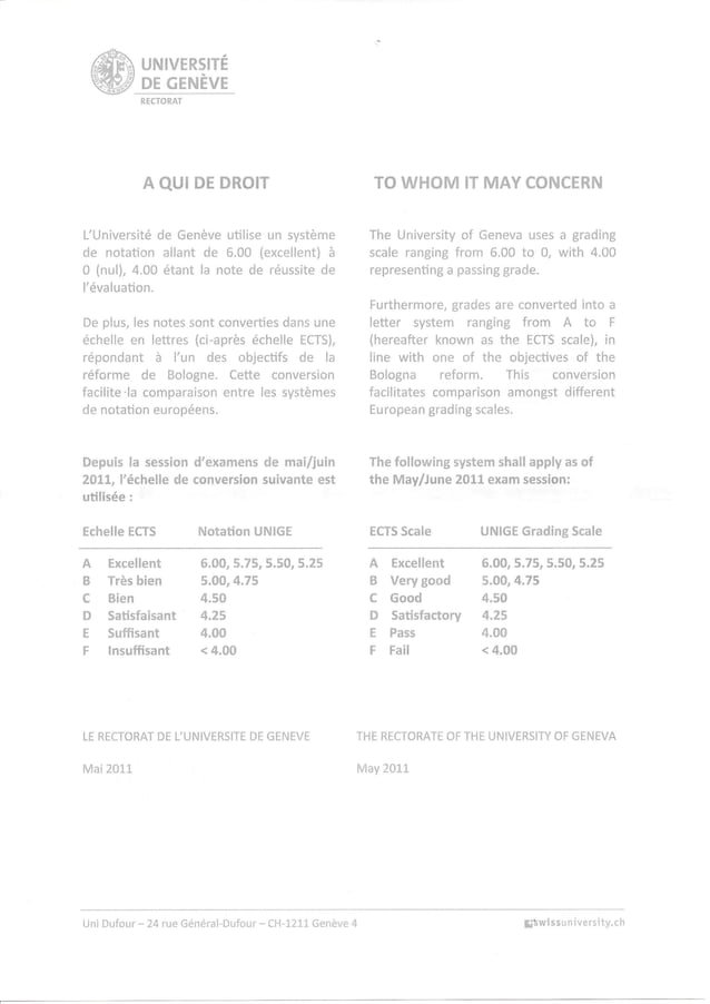 Relevé de notation, MCCF | PDF