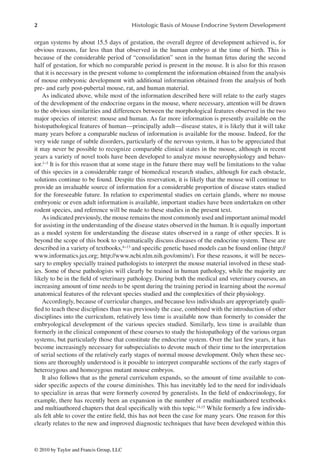 Histologic Basis Of Mouse Endocrine System Development A Comparative ...