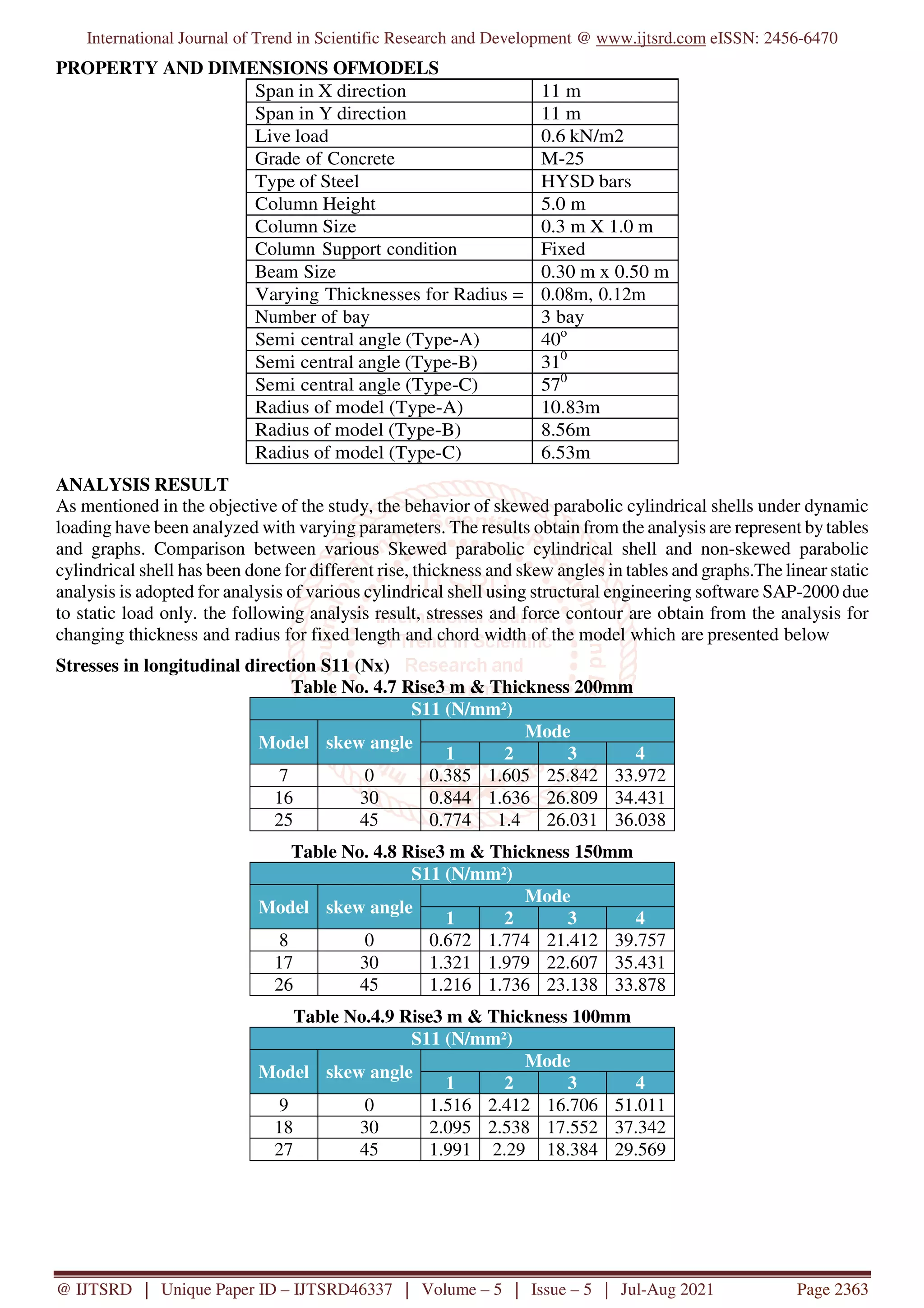 Analysis of Parabolic Shell by Different Models Using Software SAP 2000 | PDF
